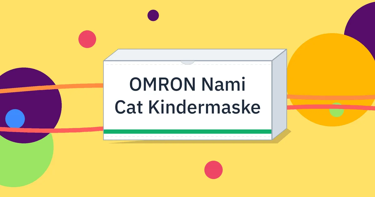 Symbolbild: Packung mit der Aufschrift OMRON Nami Cat Kindermaske (PZN 16896553) – Verfügbarkeit und Bezug in Apotheken in Frankfurt am Main