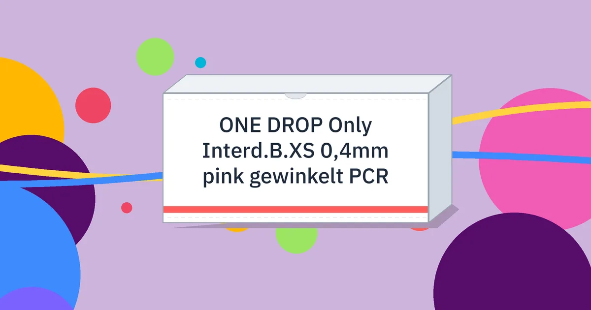 Symbolbild: Packung mit der Aufschrift ONE DROP Only Interd.B.XS 0,4mm pink gewinkelt PCR (PZN 19800909) – Verfügbarkeit und Bezug in Apotheken in Frankfurt am Main