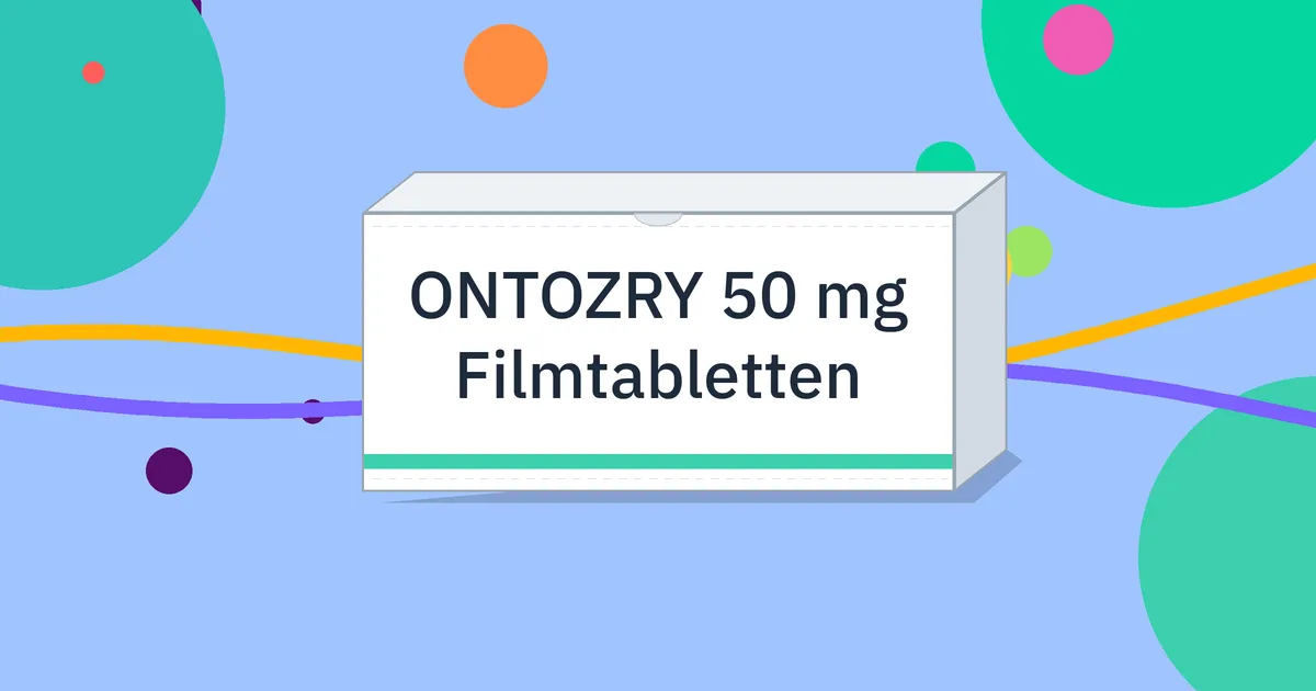 Symbolbild: Packung mit der Aufschrift ONTOZRY 50 mg Filmtabletten (PZN 18450643) – Verfügbarkeit und Bezug in Apotheken in Frankfurt am Main