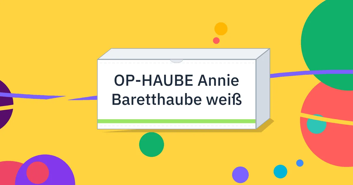 Symbolbild: Packung mit der Aufschrift OP-HAUBE Annie Baretthaube weiß (PZN 10846235) – Verfügbarkeit und Bezug in Apotheken in Frankfurt am Main