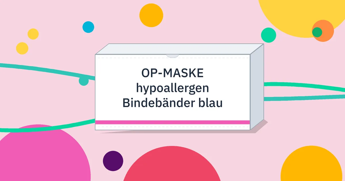 Symbolbild: Packung mit der Aufschrift OP-MASKE hypoallergen Bindebänder blau (PZN 06137912) – Verfügbarkeit und Bezug in Apotheken in Frankfurt am Main