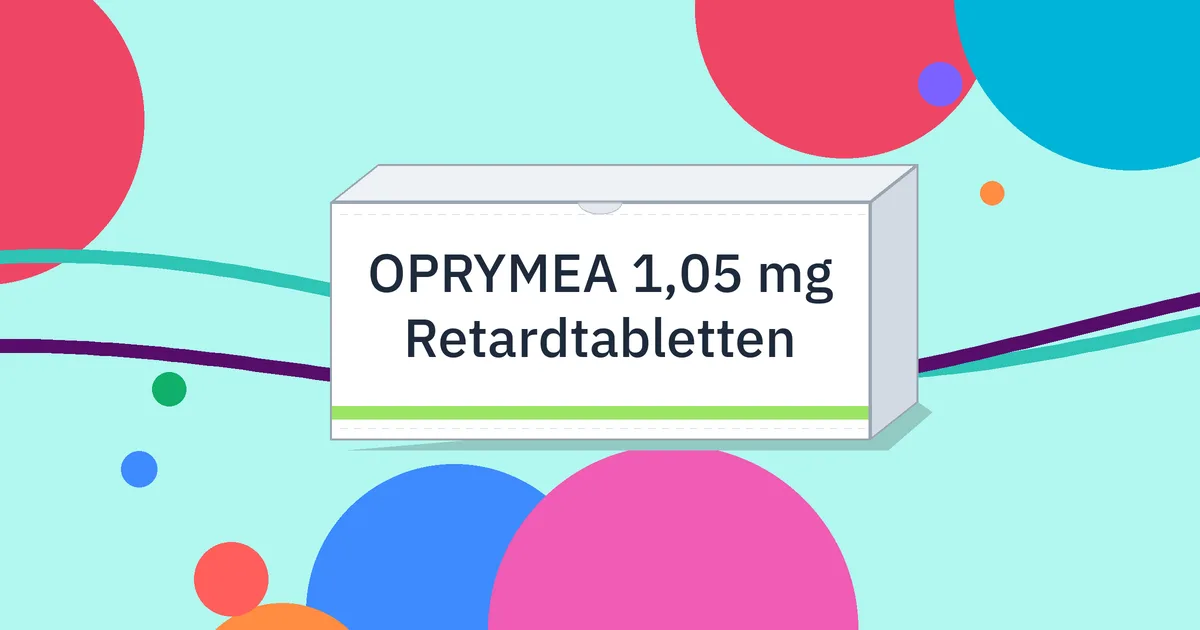 Symbolbild: Packung mit der Aufschrift OPRYMEA 1,05 mg Retardtabletten (PZN 10090607) – Verfügbarkeit und Bezug in Apotheken in Frankfurt am Main