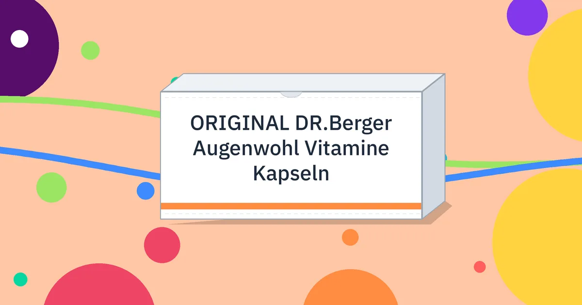 Symbolbild: Packung mit der Aufschrift ORIGINAL DR.Berger Augenwohl Vitamine Kapseln (PZN 16369575) – Verfügbarkeit und Bezug in Apotheken in Frankfurt am Main