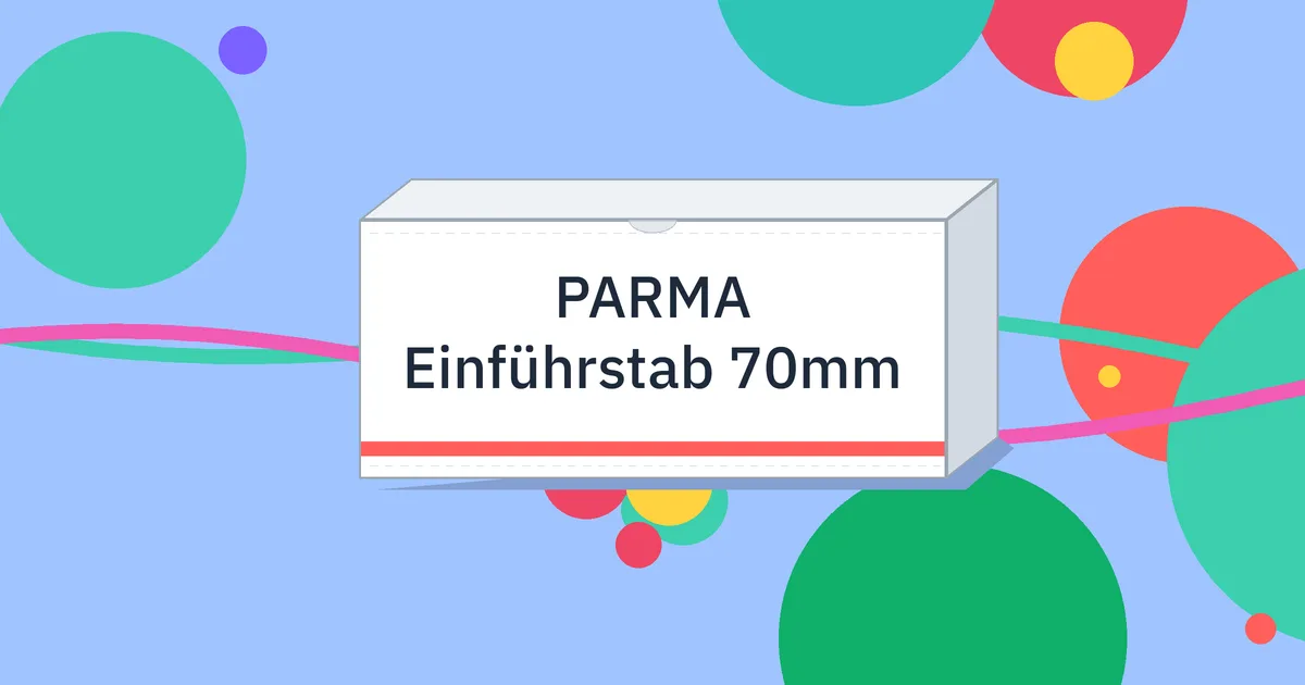 Symbolbild: Packung mit der Aufschrift PARMA Einführstab 70mm (PZN 01734715) – Verfügbarkeit und Bezug in Apotheken in Frankfurt am Main