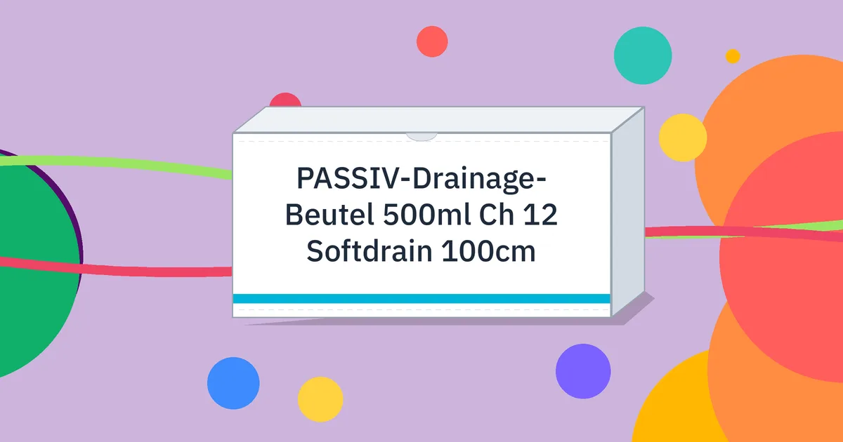 Symbolbild: Packung mit der Aufschrift PASSIV-Drainage-Beutel 500ml Ch 12 Softdrain 100cm (PZN 16598790) – Verfügbarkeit und Bezug in Apotheken in Frankfurt am Main