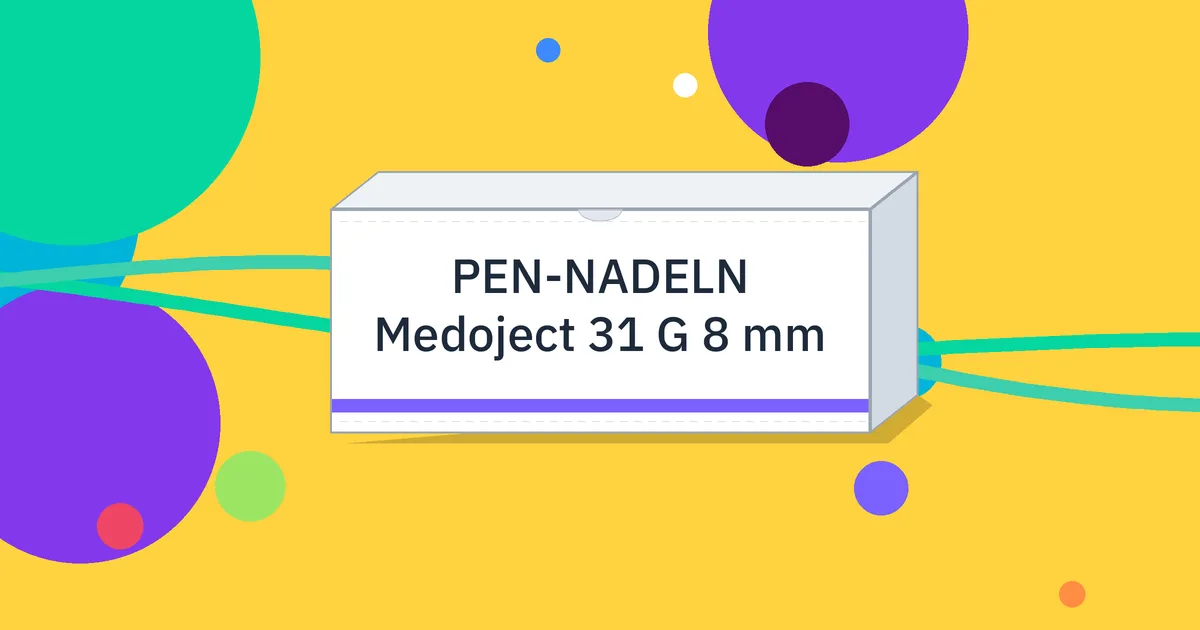 Symbolbild: Packung mit der Aufschrift PEN-NADELN Medoject 31 G 8 mm (PZN 18455451) – Verfügbarkeit und Bezug in Apotheken in Frankfurt am Main