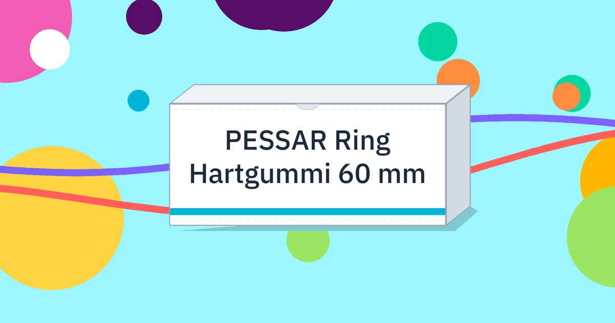 Symbolbild: Packung mit der Aufschrift PESSAR Ring Hartgummi 60 mm (PZN 01733213) – Verfügbarkeit und Bezug in Apotheken in Frankfurt am Main