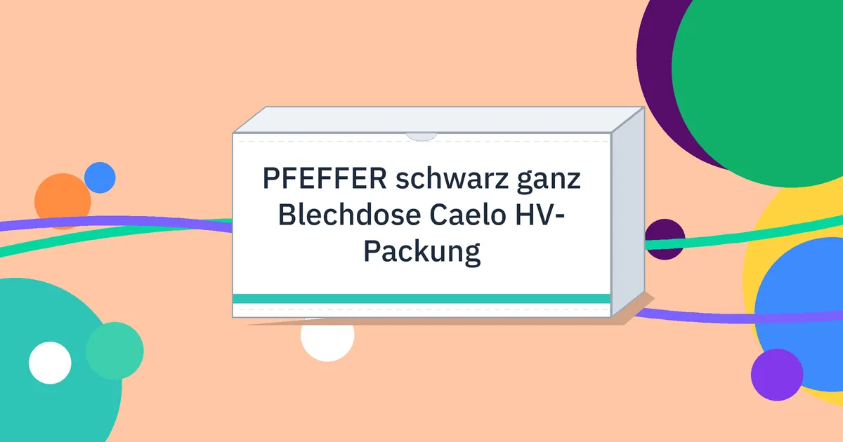 Symbolbild: Packung mit der Aufschrift PFEFFER schwarz ganz Blechdose Caelo HV-Packung (PZN 11032552) – Verfügbarkeit und Bezug in Apotheken in Frankfurt am Main