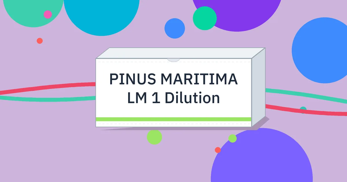 Symbolbild: Packung mit der Aufschrift PINUS MARITIMA LM 1 Dilution (PZN 13644213) – Verfügbarkeit und Bezug in Apotheken in Frankfurt am Main