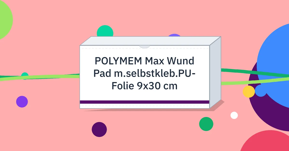 Symbolbild: Packung mit der Aufschrift POLYMEM Max Wund Pad m.selbstkleb.PU-Folie 9x30 cm (PZN 15885091) – Verfügbarkeit und Bezug in Apotheken in Frankfurt am Main