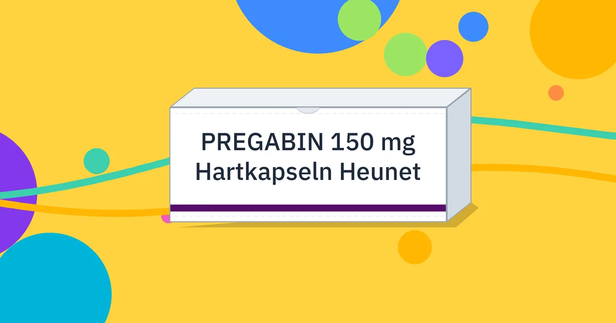 Symbolbild: Packung mit der Aufschrift PREGABIN 150 mg Hartkapseln Heunet (PZN 15303924) – Verfügbarkeit und Bezug in Apotheken in Frankfurt am Main