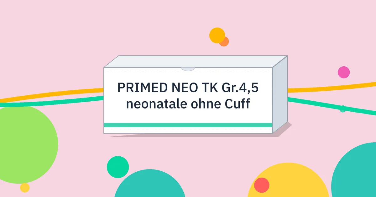 Symbolbild: Packung mit der Aufschrift PRIMED NEO TK Gr.4,5 neonatale ohne Cuff (PZN 11116378) – Verfügbarkeit und Bezug in Apotheken in Frankfurt am Main