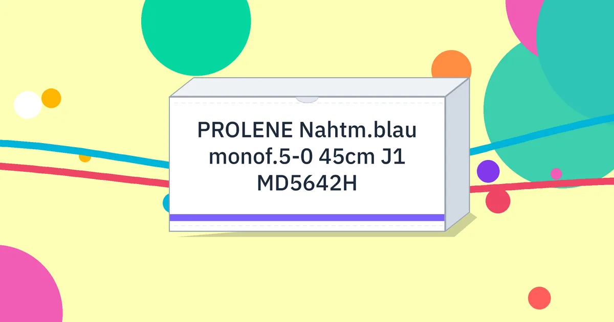 Symbolbild: Packung mit der Aufschrift PROLENE Nahtm.blau monof.5-0 45cm J1 MD5642H (PZN 16255498) – Verfügbarkeit und Bezug in Apotheken in Frankfurt am Main