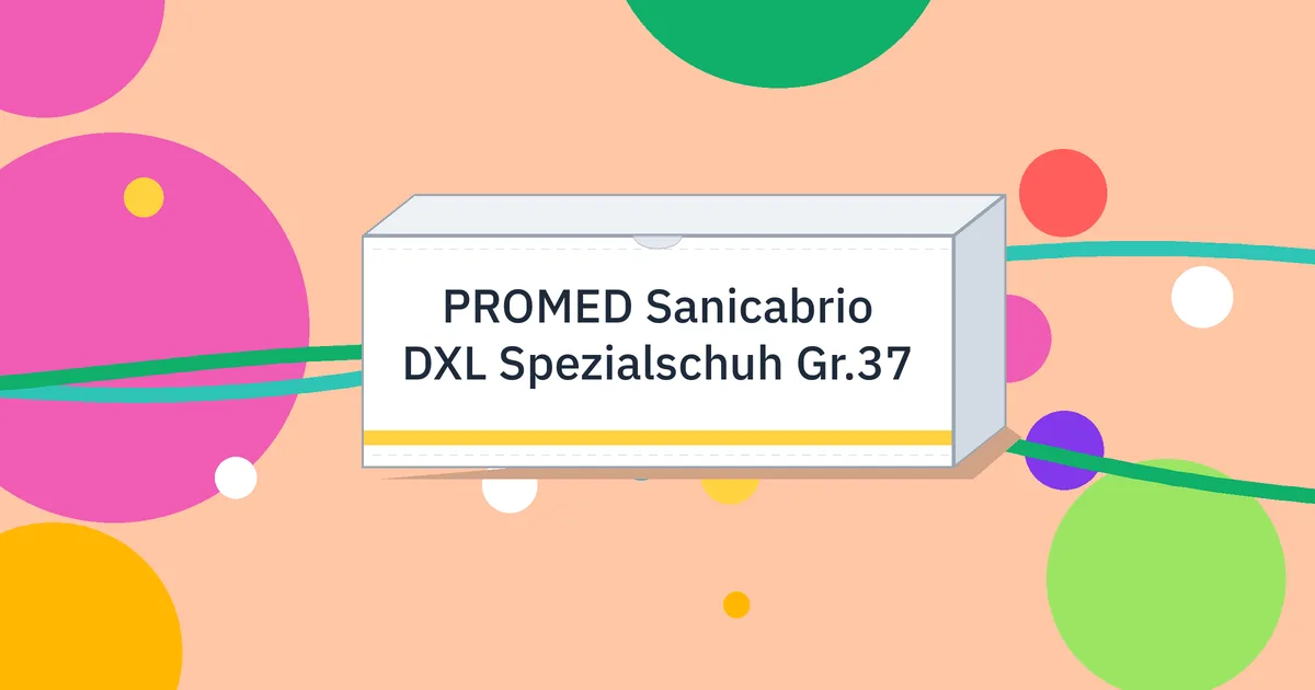 Symbolbild: Packung mit der Aufschrift PROMED Sanicabrio DXL Spezialschuh Gr.37 (PZN 05481719) – Verfügbarkeit und Bezug in Apotheken in Frankfurt am Main