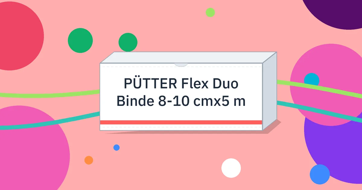 Symbolbild: Packung mit der Aufschrift PÜTTER Flex Duo Binde 8-10 cmx5 m (PZN 20276566) – Verfügbarkeit und Bezug in Apotheken in Frankfurt am Main