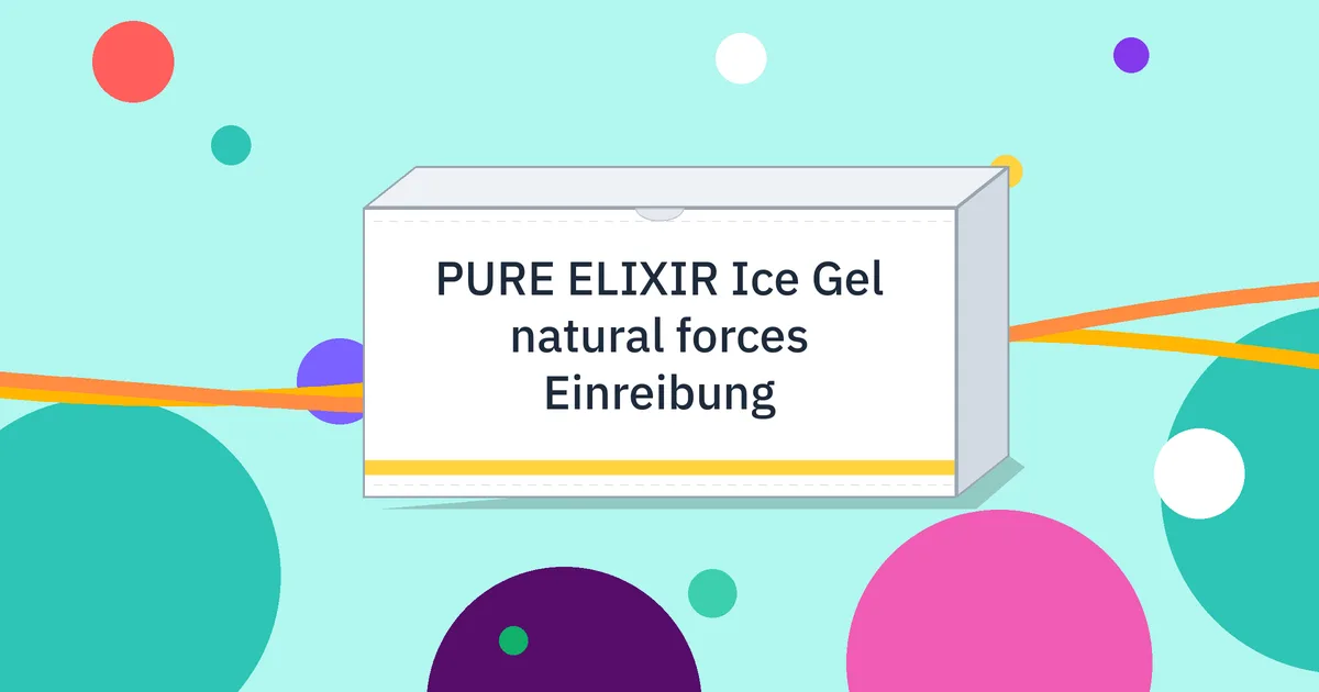 Symbolbild: Packung mit der Aufschrift PURE ELIXIR Ice Gel natural forces Einreibung (PZN 10535854) – Verfügbarkeit und Bezug in Apotheken in Frankfurt am Main