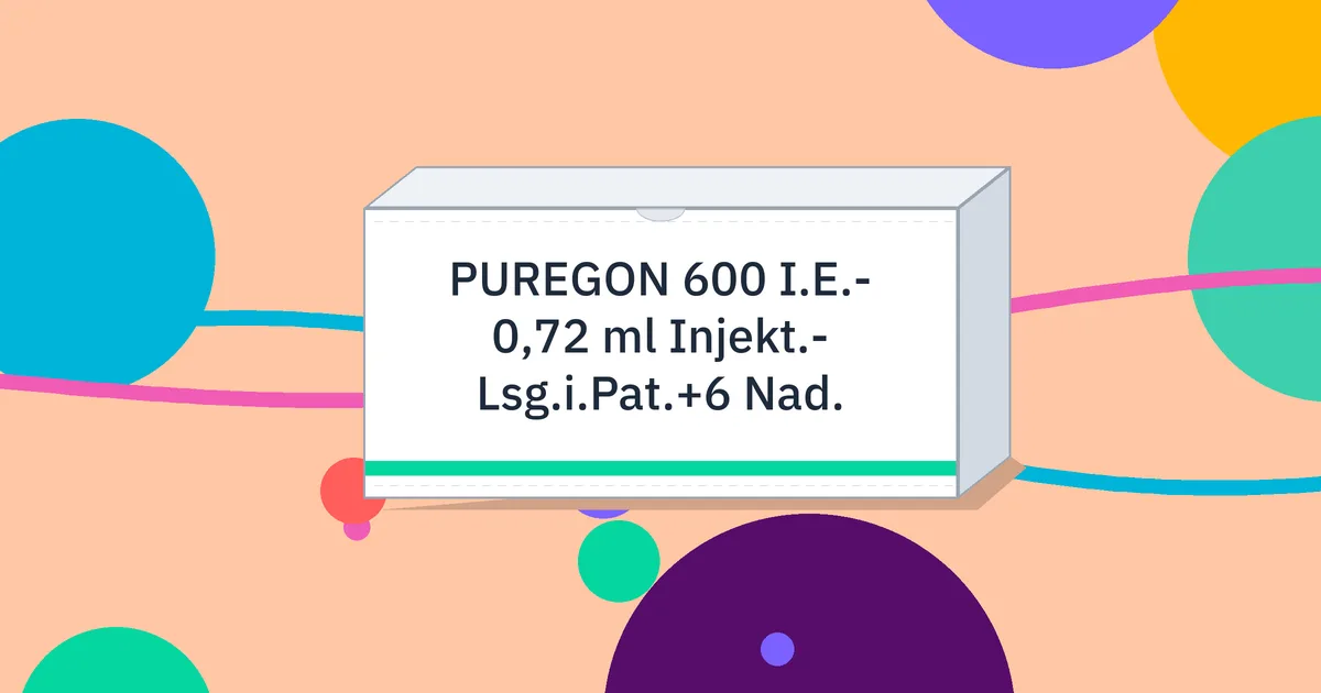 Symbolbild: Packung mit der Aufschrift PUREGON 600 I.E.-0,72 ml Injekt.-Lsg.i.Pat.+6 Nad. (PZN 18713261) – Verfügbarkeit und Bezug in Apotheken in Frankfurt am Main