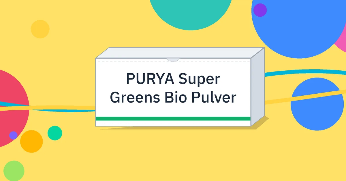 Symbolbild: Packung mit der Aufschrift PURYA Super Greens Bio Pulver (PZN 14277225) – Verfügbarkeit und Bezug in Apotheken in Frankfurt am Main