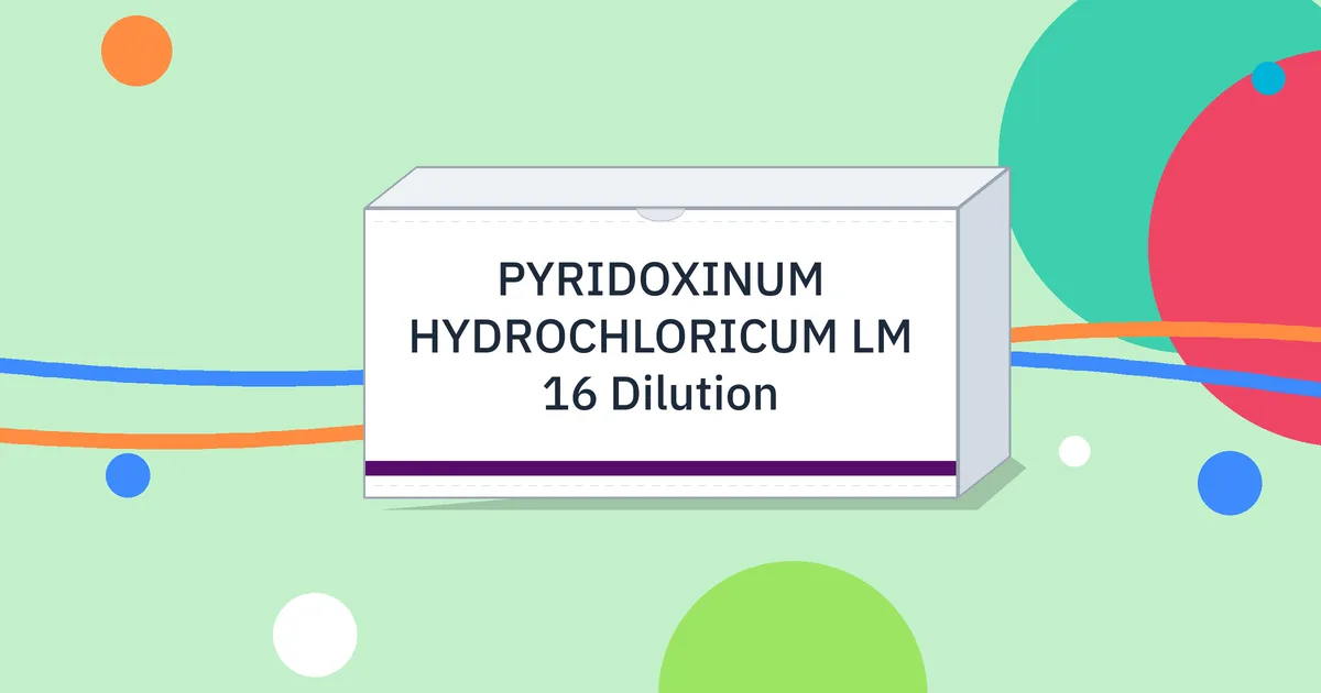Symbolbild: Packung mit der Aufschrift PYRIDOXINUM HYDROCHLORICUM LM 16 Dilution (PZN 13672296) – Verfügbarkeit und Bezug in Apotheken in Frankfurt am Main