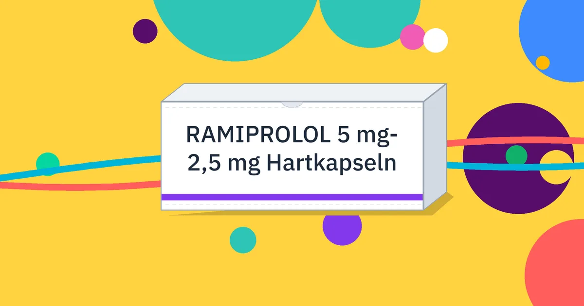 Symbolbild: Packung mit der Aufschrift RAMIPROLOL 5 mg-2,5 mg Hartkapseln (PZN 17992603) – Verfügbarkeit und Bezug in Apotheken in Frankfurt am Main