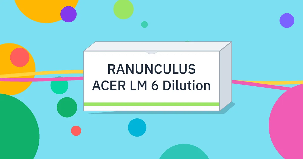 Symbolbild: Packung mit der Aufschrift RANUNCULUS ACER LM 6 Dilution (PZN 13675426) – Verfügbarkeit und Bezug in Apotheken in Frankfurt am Main