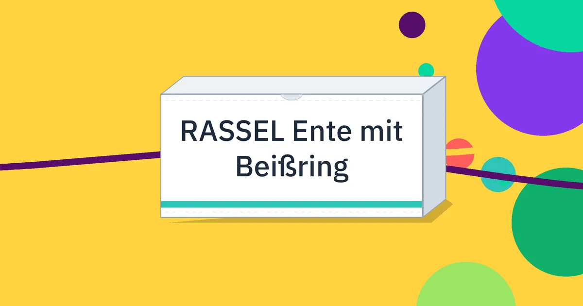 Symbolbild: Packung mit der Aufschrift RASSEL Ente mit Beißring (PZN 09291281) – Verfügbarkeit und Bezug in Apotheken in Frankfurt am Main