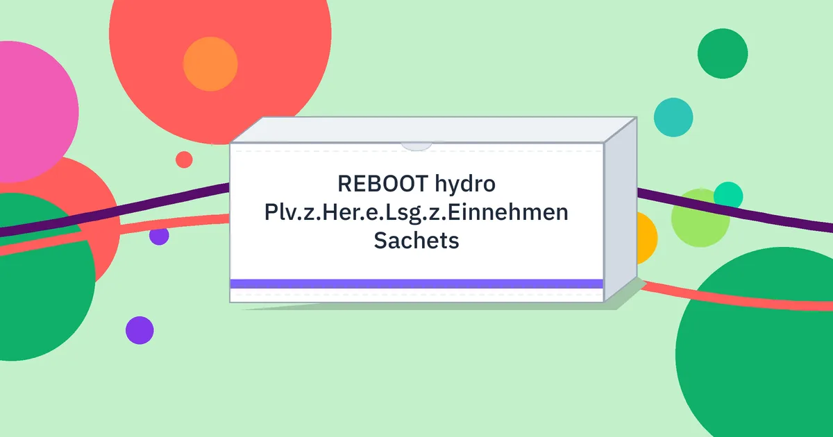 Symbolbild: Packung mit der Aufschrift REBOOT hydro Plv.z.Her.e.Lsg.z.Einnehmen Sachets (PZN 18305757) – Verfügbarkeit und Bezug in Apotheken in Frankfurt am Main