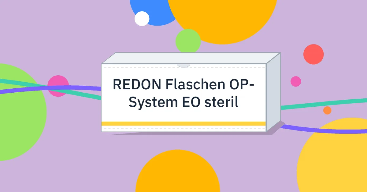 Symbolbild: Packung mit der Aufschrift REDON Flaschen OP-System EO steril (PZN 07695100) – Verfügbarkeit und Bezug in Apotheken in Frankfurt am Main