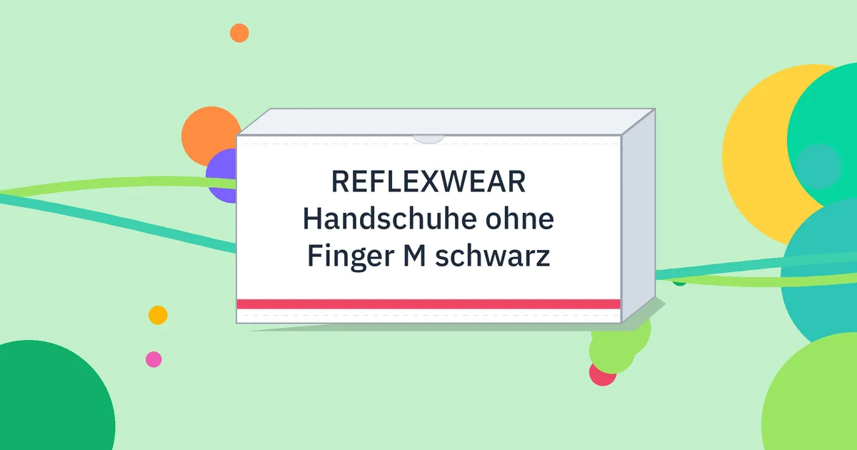 Symbolbild: Packung mit der Aufschrift REFLEXWEAR Handschuhe ohne Finger M schwarz (PZN 15736333) – Verfügbarkeit und Bezug in Apotheken in Frankfurt am Main
