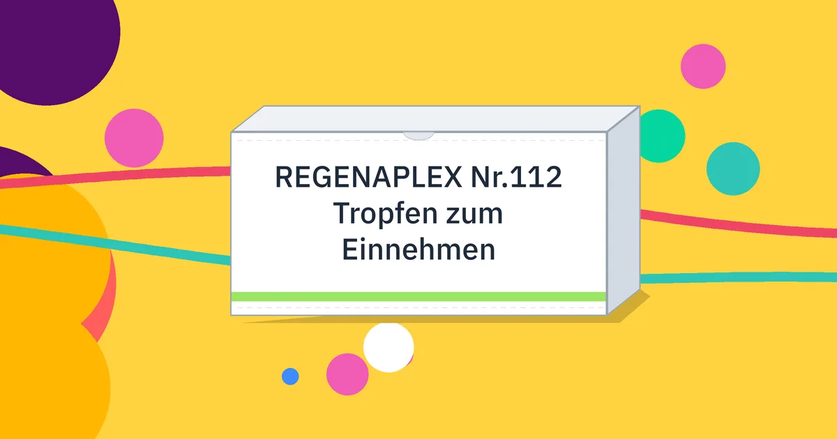 Symbolbild: Packung mit der Aufschrift REGENAPLEX Nr.112 Tropfen zum Einnehmen (PZN 02643676) – Verfügbarkeit und Bezug in Apotheken in Frankfurt am Main