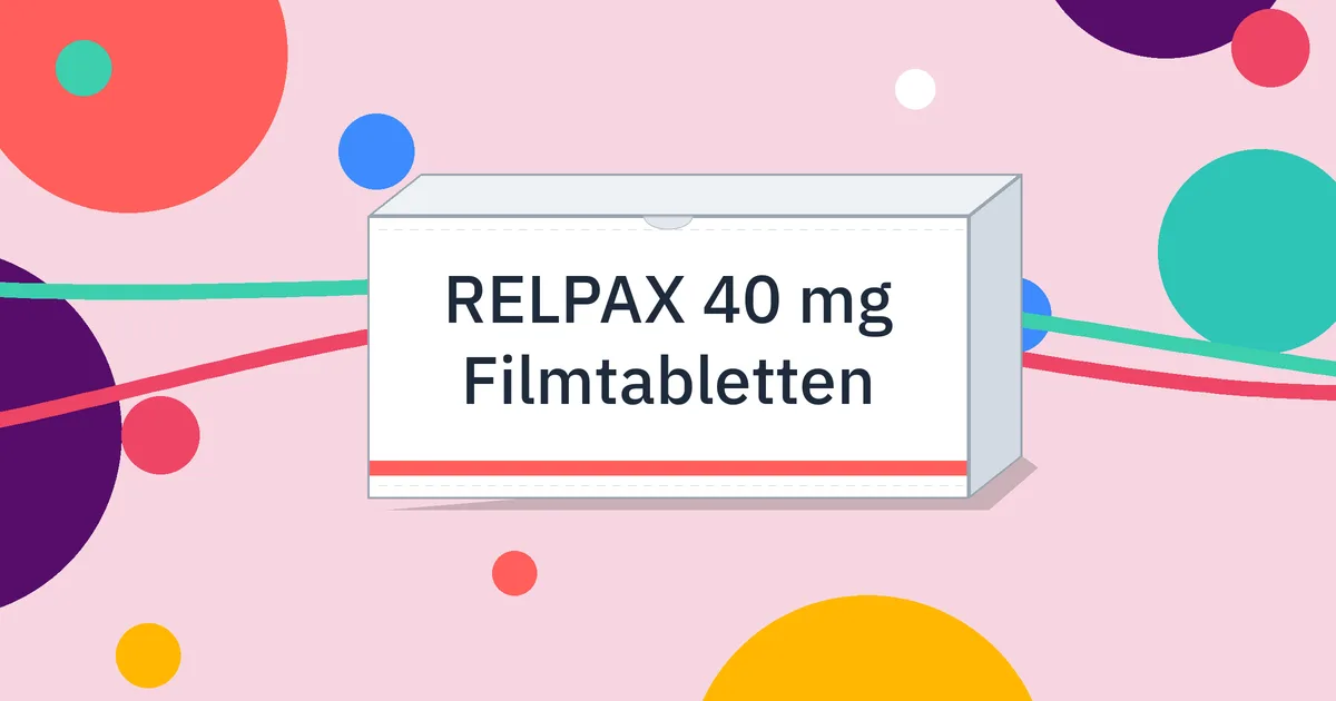 Symbolbild: Packung mit der Aufschrift RELPAX 40 mg Filmtabletten (PZN 14256789) – Verfügbarkeit und Bezug in Apotheken in Frankfurt am Main