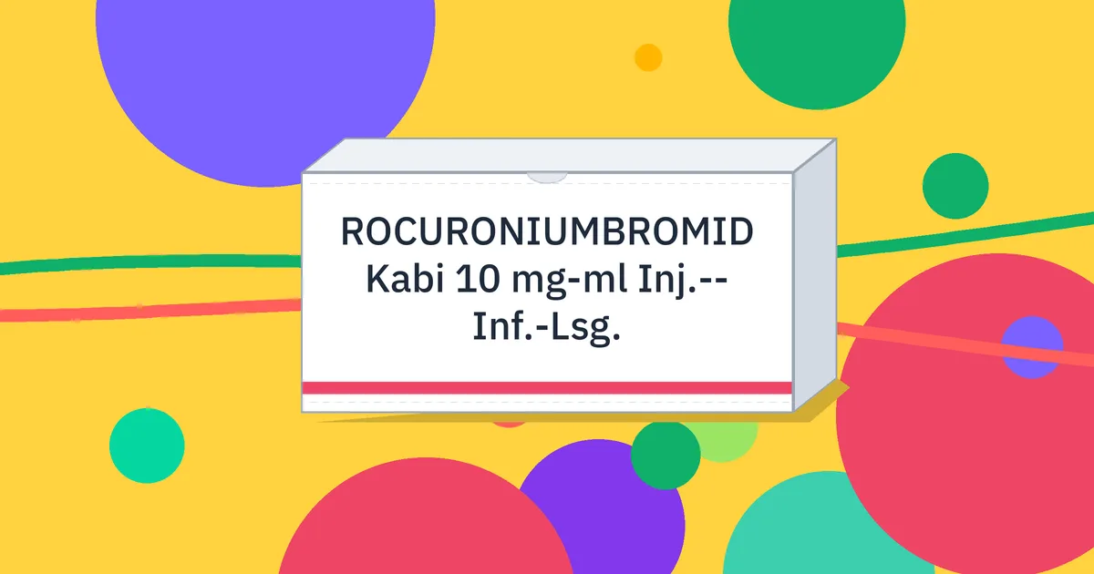 Symbolbild: Packung mit der Aufschrift ROCURONIUMBROMID Kabi 10 mg-ml Inj.--Inf.-Lsg. (PZN 05005344) – Verfügbarkeit und Bezug in Apotheken in Frankfurt am Main