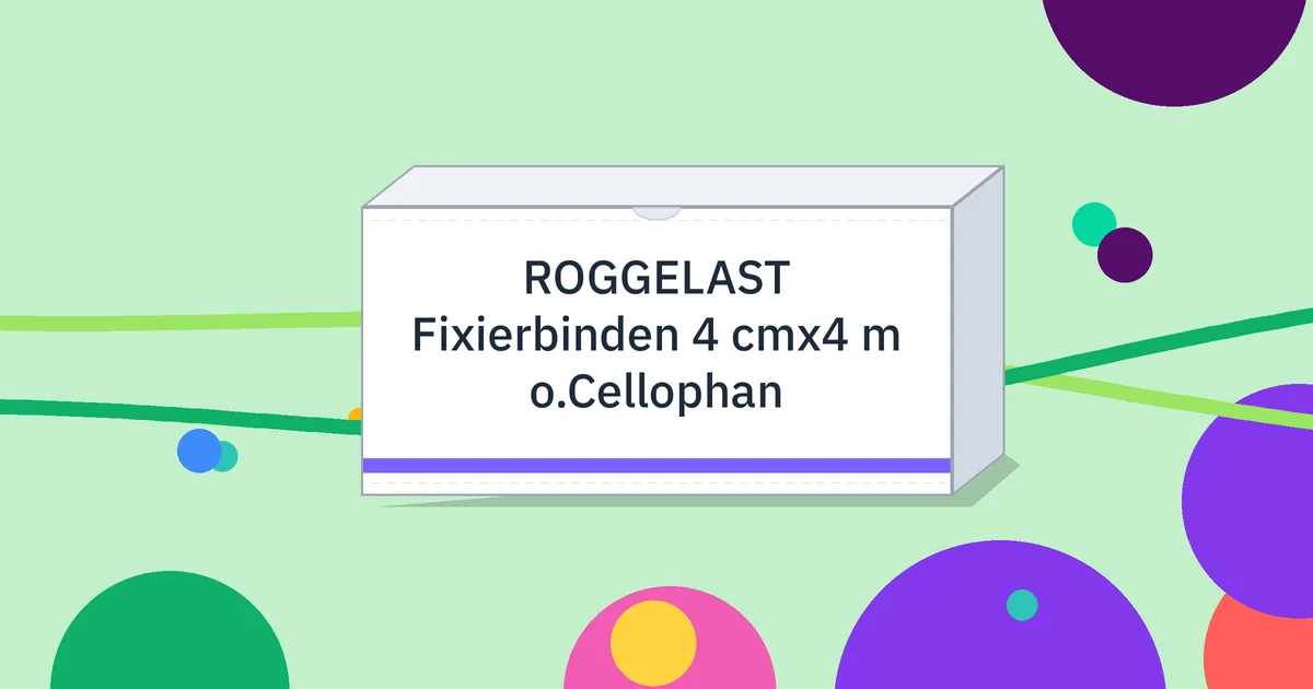 Symbolbild: Packung mit der Aufschrift ROGGELAST Fixierbinden 4 cmx4 m o.Cellophan (PZN 08601265) – Verfügbarkeit und Bezug in Apotheken in Frankfurt am Main