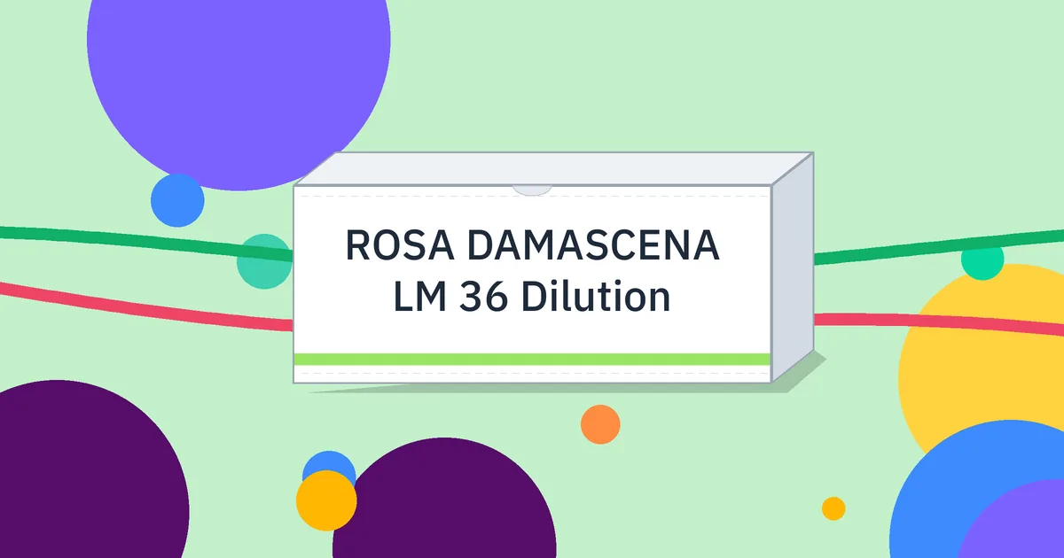 Symbolbild: Packung mit der Aufschrift ROSA DAMASCENA LM 36 Dilution (PZN 13056516) – Verfügbarkeit und Bezug in Apotheken in Frankfurt am Main