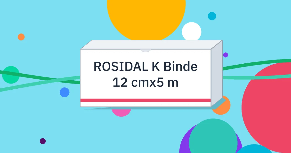 Symbolbild: Packung mit der Aufschrift ROSIDAL K Binde 12 cmx5 m (PZN 19376512) – Verfügbarkeit und Bezug in Apotheken in Frankfurt am Main