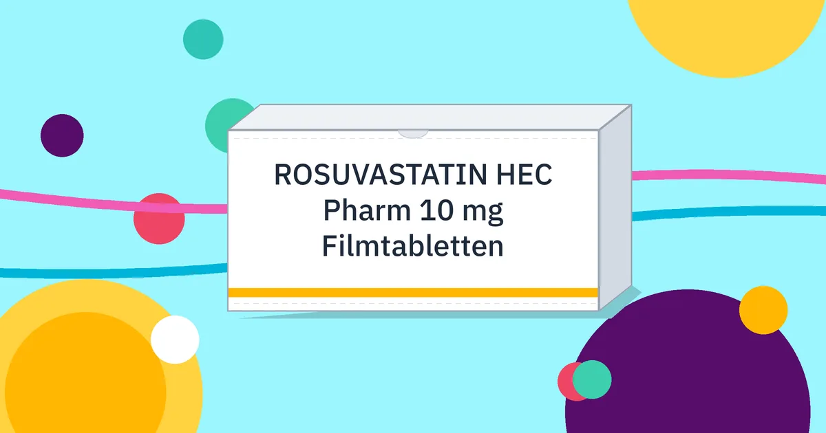 Symbolbild: Packung mit der Aufschrift ROSUVASTATIN HEC Pharm 10 mg Filmtabletten (PZN 16598212) – Verfügbarkeit und Bezug in Apotheken in Frankfurt am Main