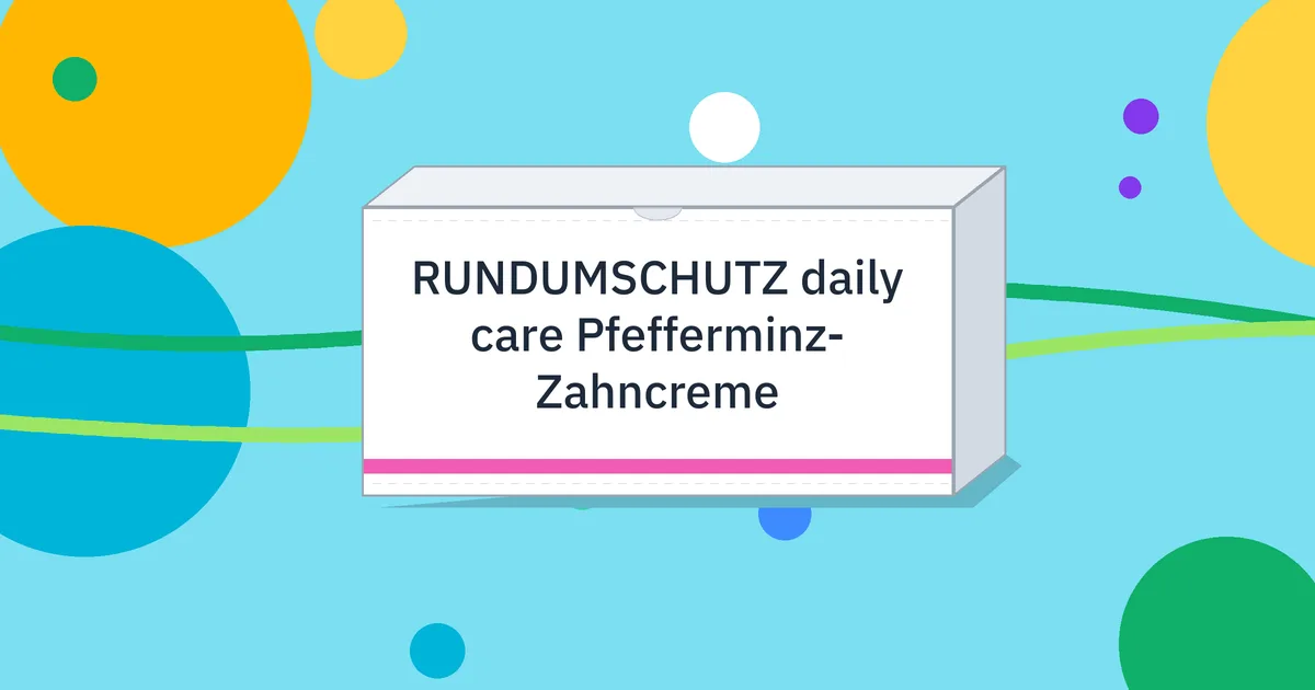 Symbolbild: Packung mit der Aufschrift RUNDUMSCHUTZ daily care Pfefferminz-Zahncreme (PZN 12724111) – Verfügbarkeit und Bezug in Apotheken in Frankfurt am Main