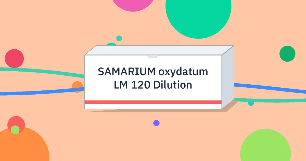 Symbolbild: Packung mit der Aufschrift SAMARIUM oxydatum LM 120 Dilution (PZN 13683199) – Verfügbarkeit und Bezug in Apotheken in Frankfurt am Main