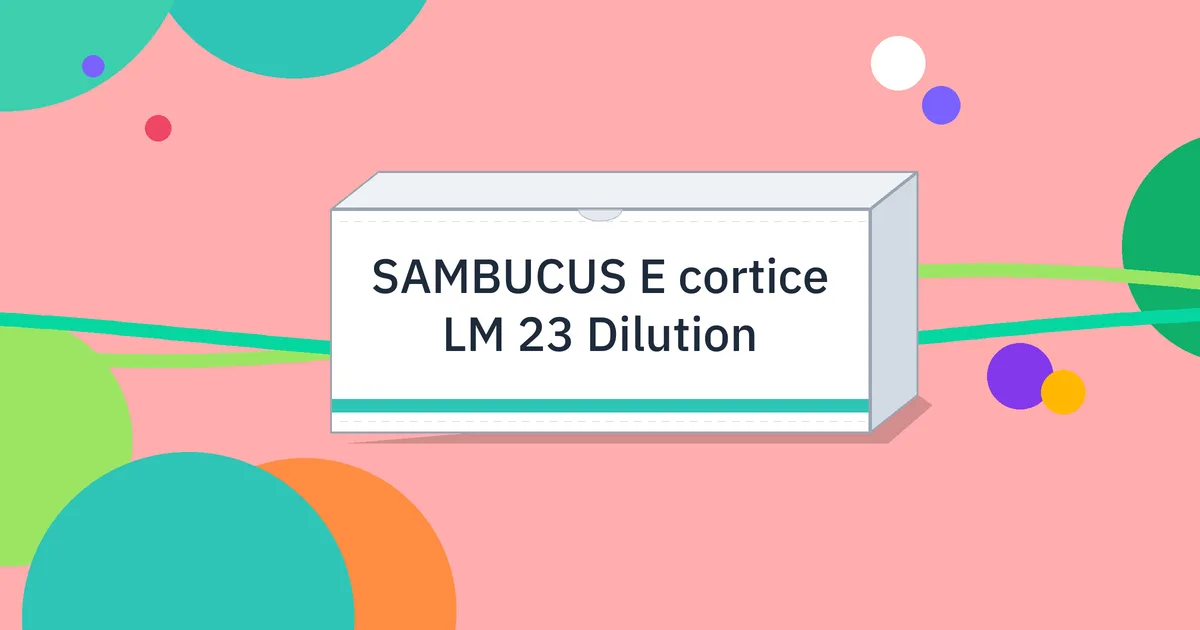 Symbolbild: Packung mit der Aufschrift SAMBUCUS E cortice LM 23 Dilution (PZN 13180104) – Verfügbarkeit und Bezug in Apotheken in Frankfurt am Main