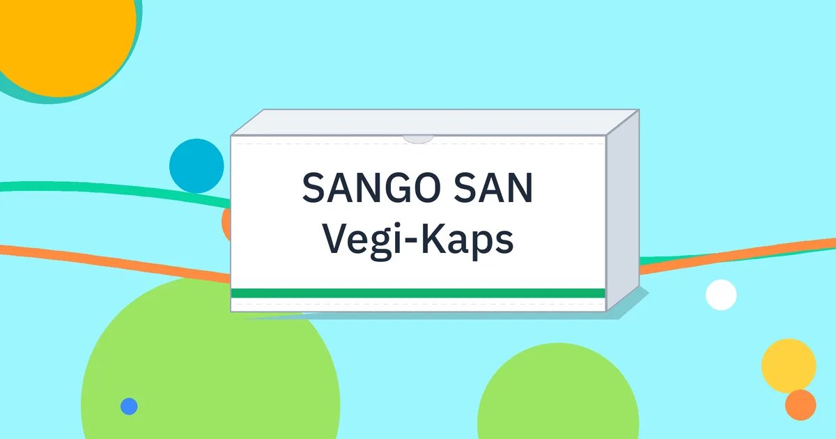 Symbolbild: Packung mit der Aufschrift SANGO SAN Vegi-Kaps (PZN 13864009) – Verfügbarkeit und Bezug in Apotheken in Frankfurt am Main
