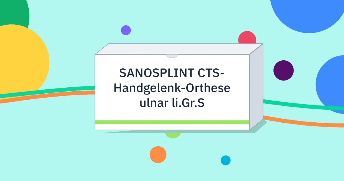 Symbolbild: Packung mit der Aufschrift SANOSPLINT CTS-Handgelenk-Orthese ulnar li.Gr.S (PZN 11281137) – Verfügbarkeit und Bezug in Apotheken in Frankfurt am Main