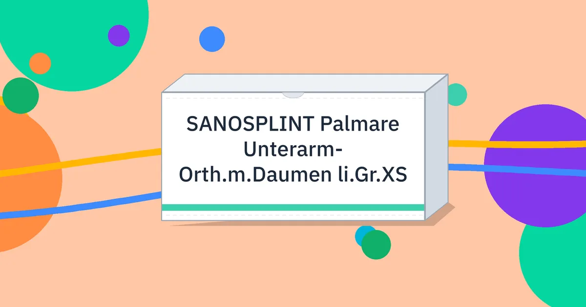 Symbolbild: Packung mit der Aufschrift SANOSPLINT Palmare Unterarm-Orth.m.Daumen li.Gr.XS (PZN 11281462) – Verfügbarkeit und Bezug in Apotheken in Frankfurt am Main