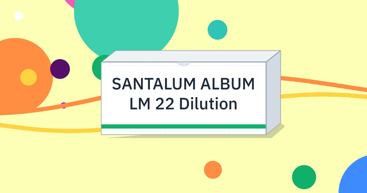 Symbolbild: Packung mit der Aufschrift SANTALUM ALBUM LM 22 Dilution (PZN 13684678) – Verfügbarkeit und Bezug in Apotheken in Frankfurt am Main