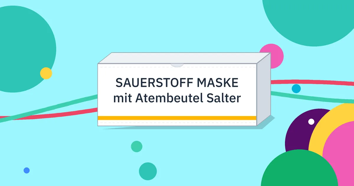 Symbolbild: Packung mit der Aufschrift SAUERSTOFF MASKE mit Atembeutel Salter (PZN 02422610) – Verfügbarkeit und Bezug in Apotheken in Frankfurt am Main