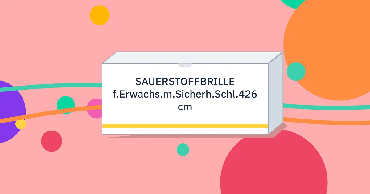 Symbolbild: Packung mit der Aufschrift SAUERSTOFFBRILLE f.Erwachs.m.Sicherh.Schl.426 cm (PZN 04184497) – Verfügbarkeit und Bezug in Apotheken in Frankfurt am Main