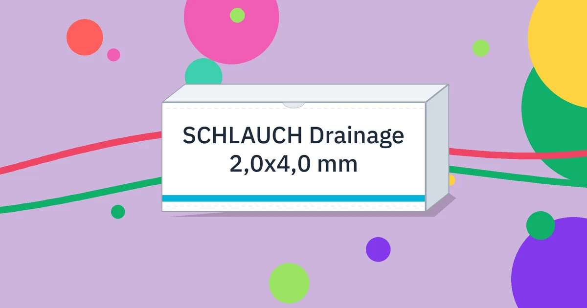 Symbolbild: Packung mit der Aufschrift SCHLAUCH Drainage 2,0x4,0 mm (PZN 02443598) – Verfügbarkeit und Bezug in Apotheken in Frankfurt am Main