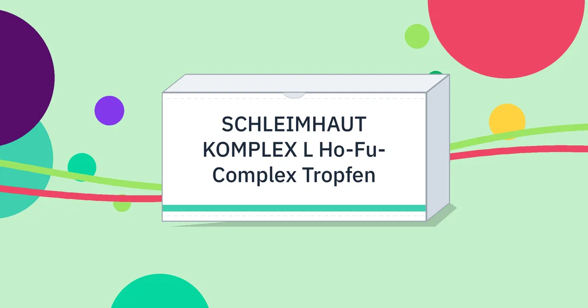 Symbolbild: Packung mit der Aufschrift SCHLEIMHAUT KOMPLEX L Ho-Fu-Complex Tropfen (PZN 07186717) – Verfügbarkeit und Bezug in Apotheken in Frankfurt am Main