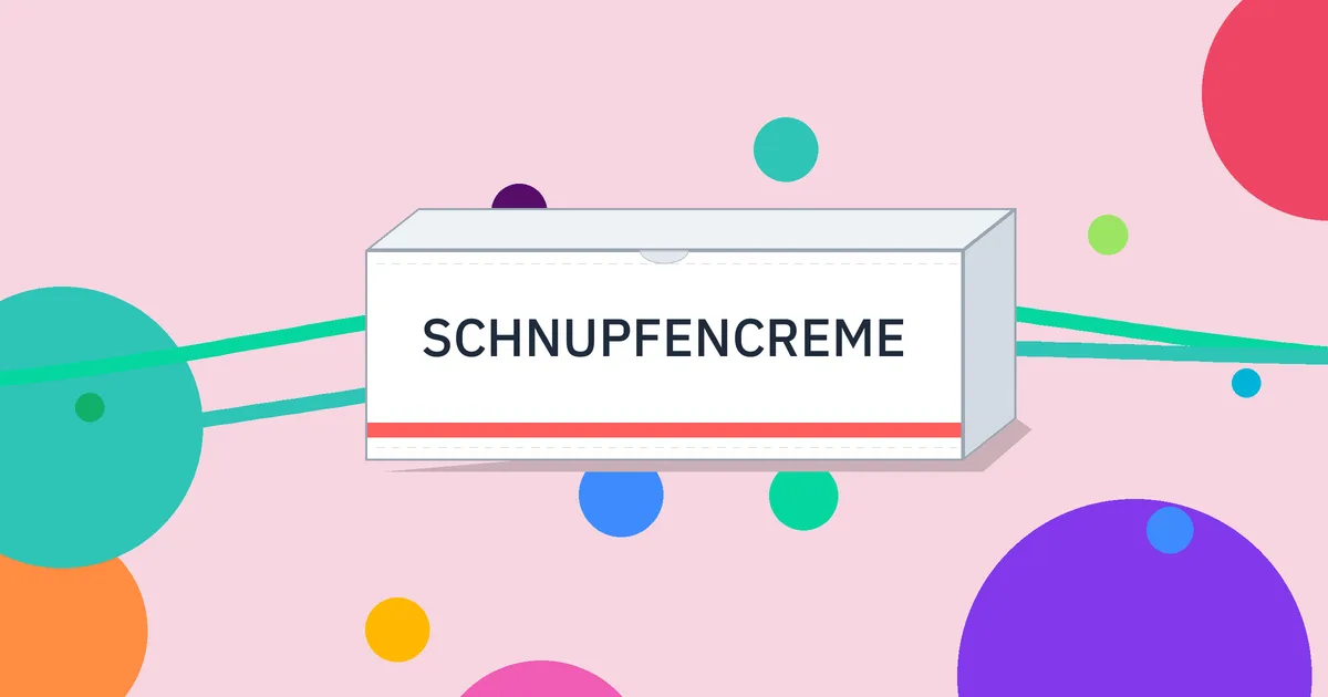 Symbolbild: Packung mit der Aufschrift SCHNUPFENCREME (PZN 05136336) – Verfügbarkeit und Bezug in Apotheken in Frankfurt am Main