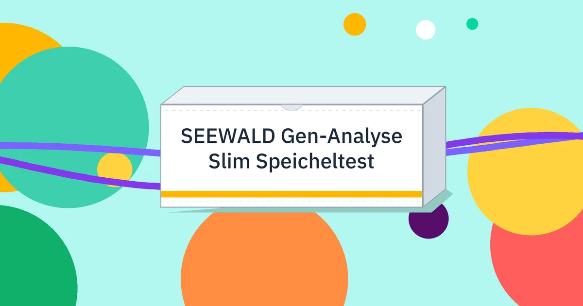 Symbolbild: Packung mit der Aufschrift SEEWALD Gen-Analyse Slim Speicheltest (PZN 19493181) – Verfügbarkeit und Bezug in Apotheken in Frankfurt am Main