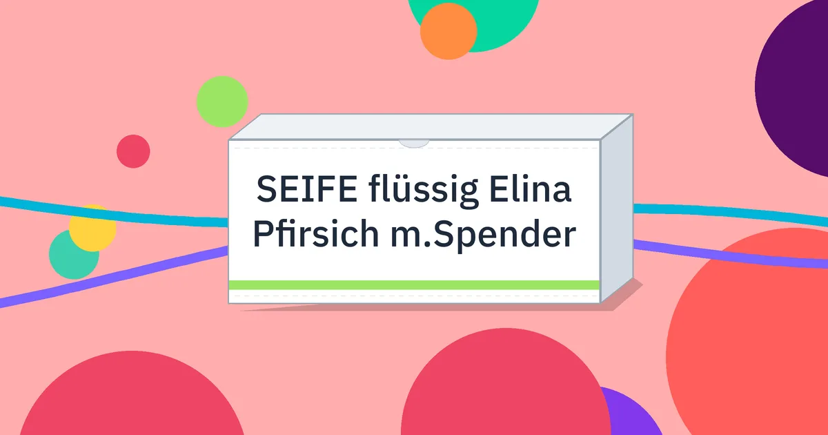 Symbolbild: Packung mit der Aufschrift SEIFE flüssig Elina Pfirsich m.Spender (PZN 18394755) – Verfügbarkeit und Bezug in Apotheken in Frankfurt am Main